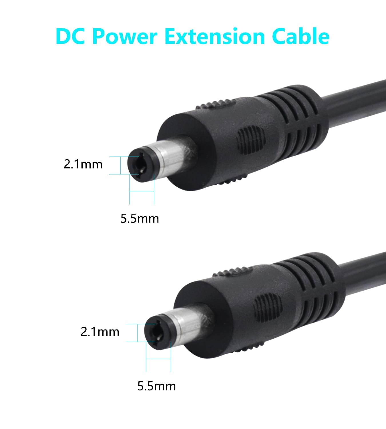 2 PCS DC Power Adapter Cable 5.5x2.1mm 3.3ft Male Extension 5521 Wire ...