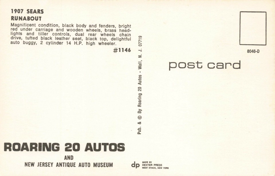 Postcard 1907 Sears Runabout | eBay