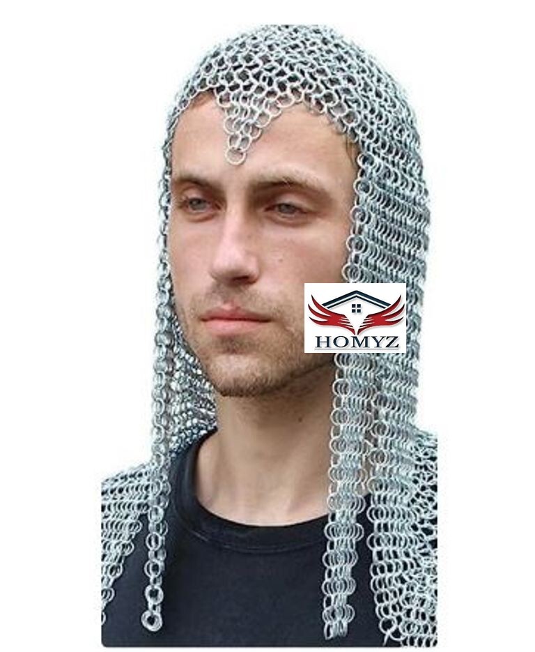 Medieval Warrior Chainmail Coif Armor Open Neck Coif Hood | eBay