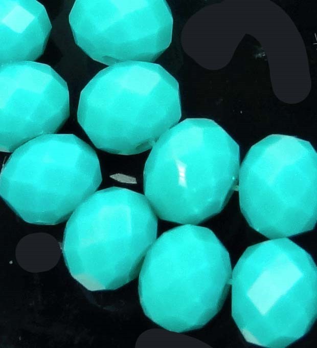 8x6mm Faceted Brilliant Cyan glass Opaque Light Blue Rondelle Beads 16 ...