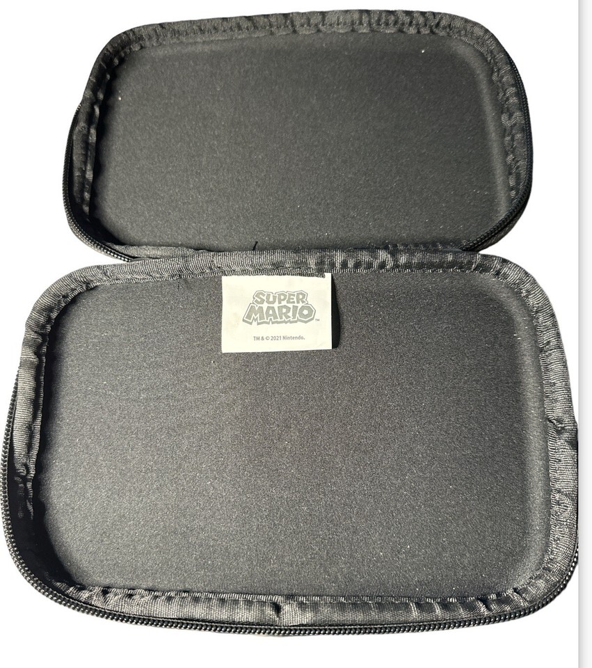 Nintendo 3DS Super Mario Official Zip Up Case Black Gray Check Rainbow ...