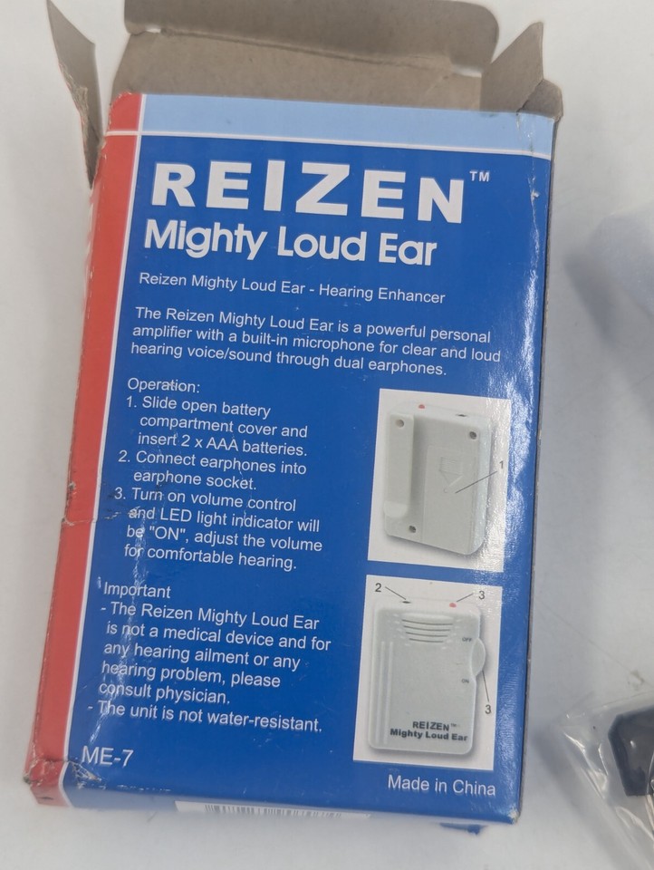 Reizen Mighty Loud Ear 120dB Personal Sound Hearing Amplifier - New ...