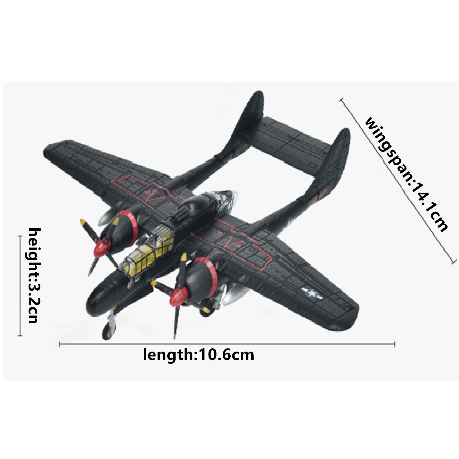 1:144 Scale WWII USAF P-61 Black Widow Bomber Aircraft Diecast Model ...