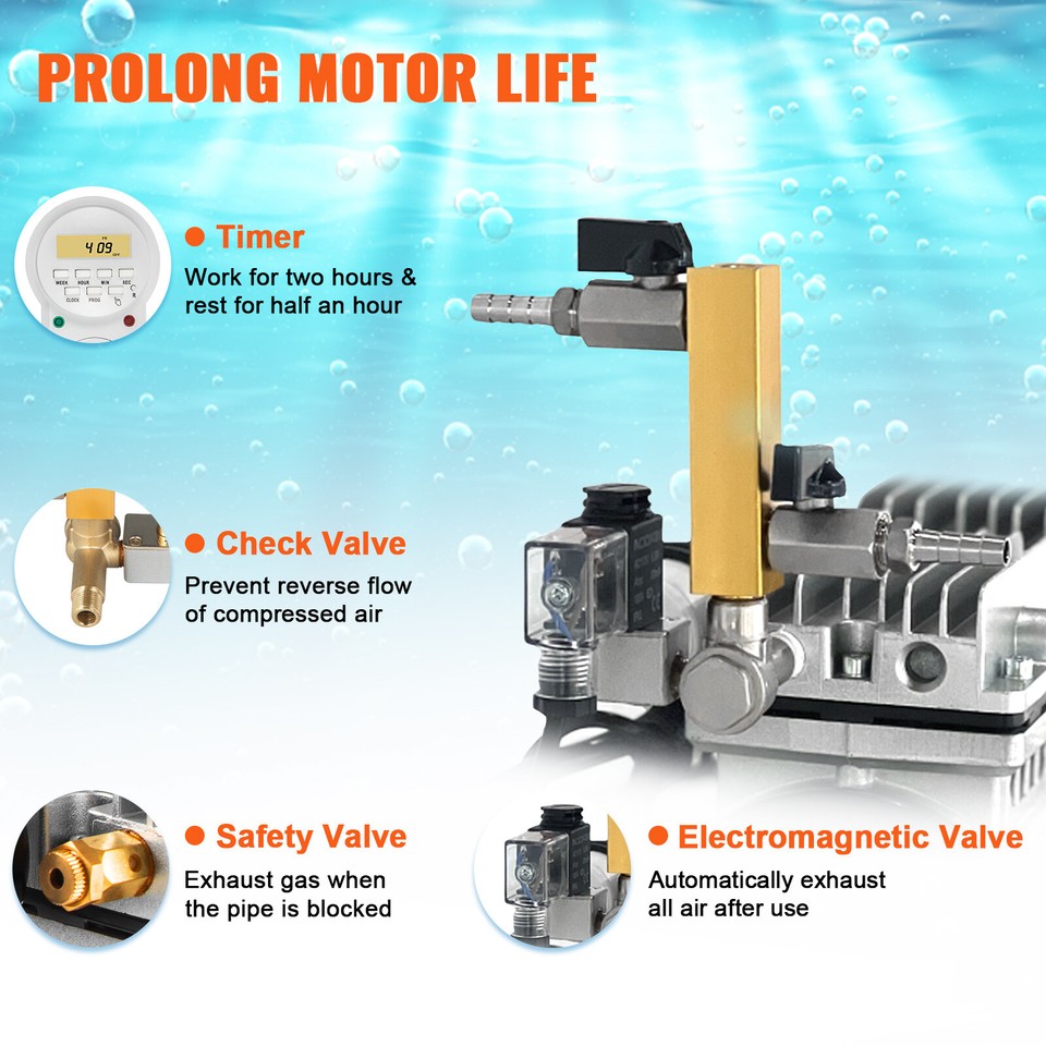 VEVOR 3/4HP Pond Aerator Pump Lake Pond Aeration System 550W 3 Acre w ...