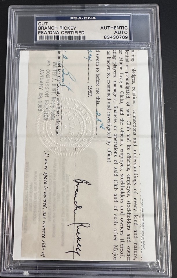 Branch Rickey PSA Signed On Hall of Fame Plaque Brooklyn Dodgers LA | eBay