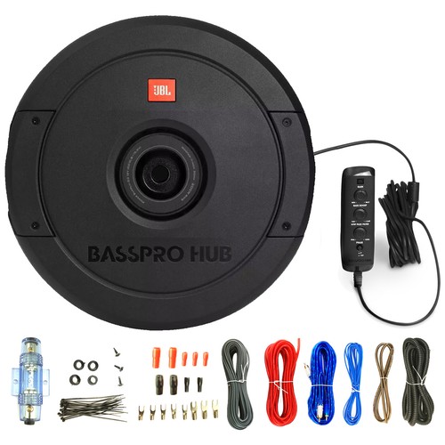 JBL BassPro Hub 11" Spare Tire Subwoofer w/ Remote, 8 Gauge Amplifier ...