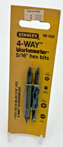 NOS - STANLEY 66-420 PHILLIPS & SLOTTED 4WAY SCREWDRIVER BITS FOR 66 ...