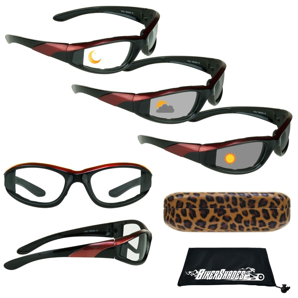 Womens Transitional Motorcycle Riding Sunglasses Photochromic Day Night ...