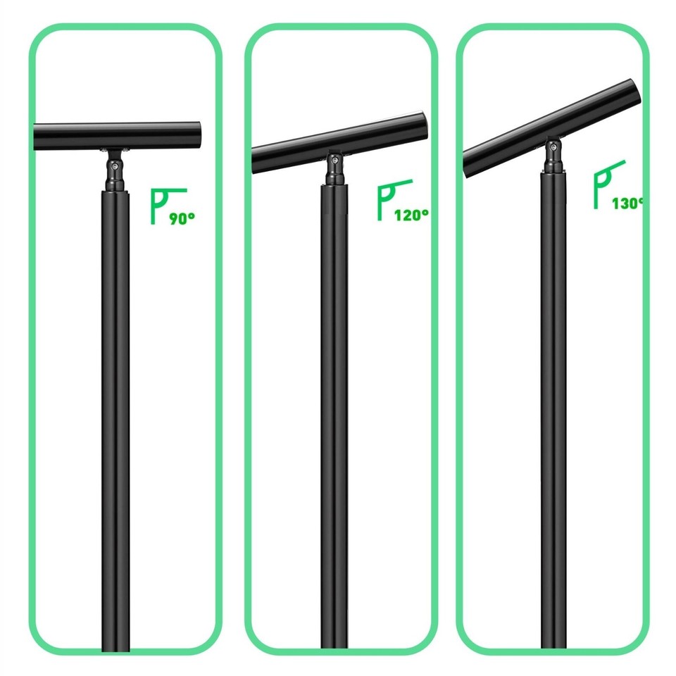 Handrail Stair Railing Fit 1 to 4 Steps Adjustable Hand Rail Outdoor ...