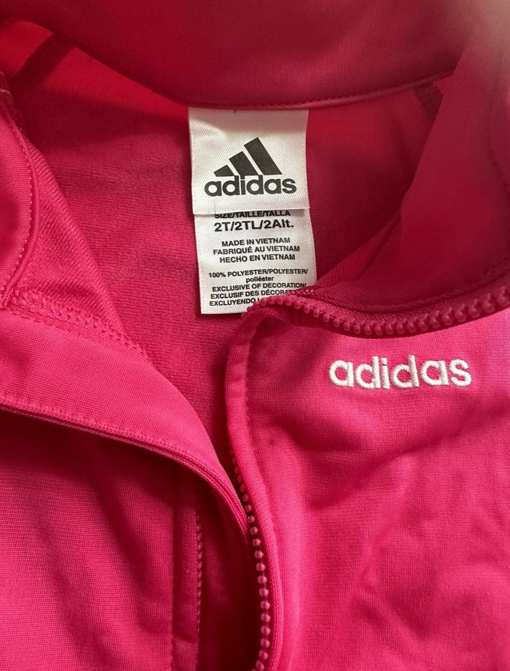 Adidas Hot Pink Track Suit Jacket & Pants For Girls Toddler - Size 2T ...
