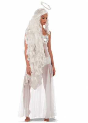DELUXE Angel Wig & Halo Extra Long Absolutely Stunning Fancy Dress ...
