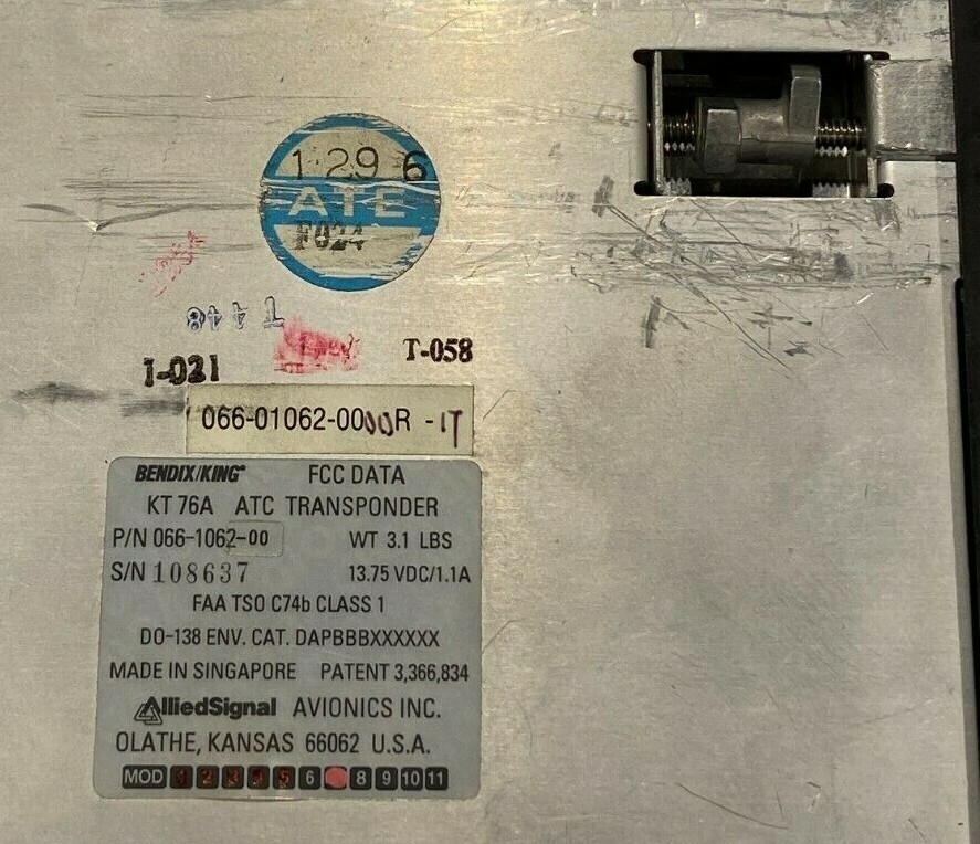 BENDIX / KING KT76A TRANSPONDER W/ TRAY | eBay