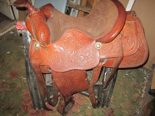 COWBOY ROPING SADDLE 15 to 18 WESTERN HORSE PLEASURE TOOLED LEATHER ...