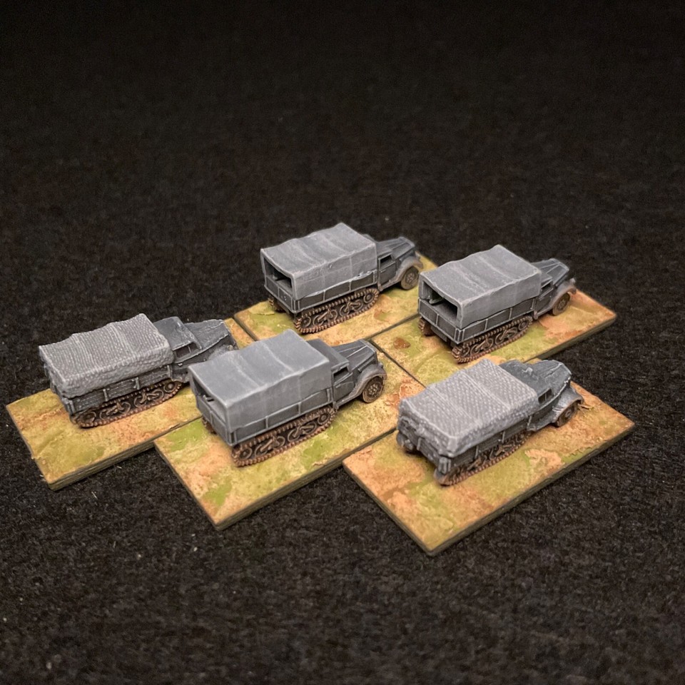 5x PAINTED GHQ 6mm 1/285 Micro Armour German MAULTIER HALFTRACKS • 06HP ...