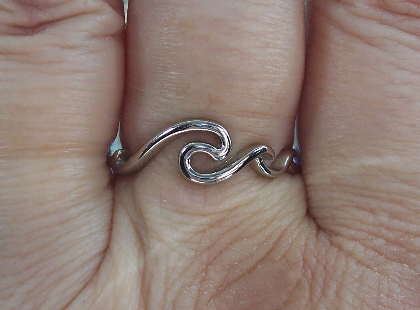 Rolling Surf Ocean Waves Ring .925 Sterling Silver High Polished Women ...