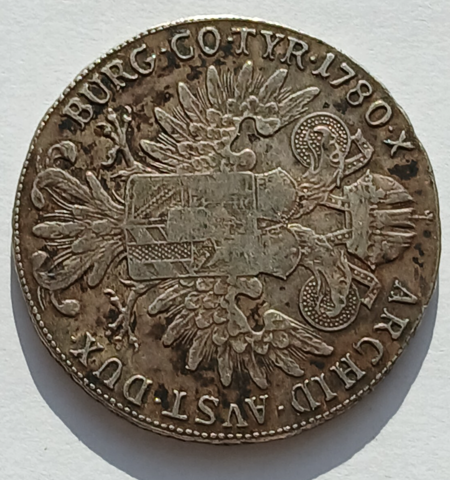 1 silver Thaler Maria Theresa BURG CO TYR 1780 X Archid Avst Dux S.F ...