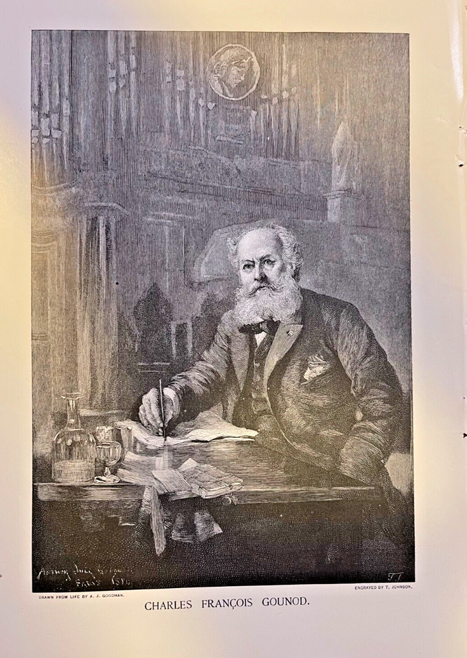 1892 Vintage Magazine Illustration French Composer Charles Francois ...