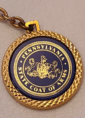 Pennsylvania State Coat Of Arms Crest Gold Tone Keychain | eBay