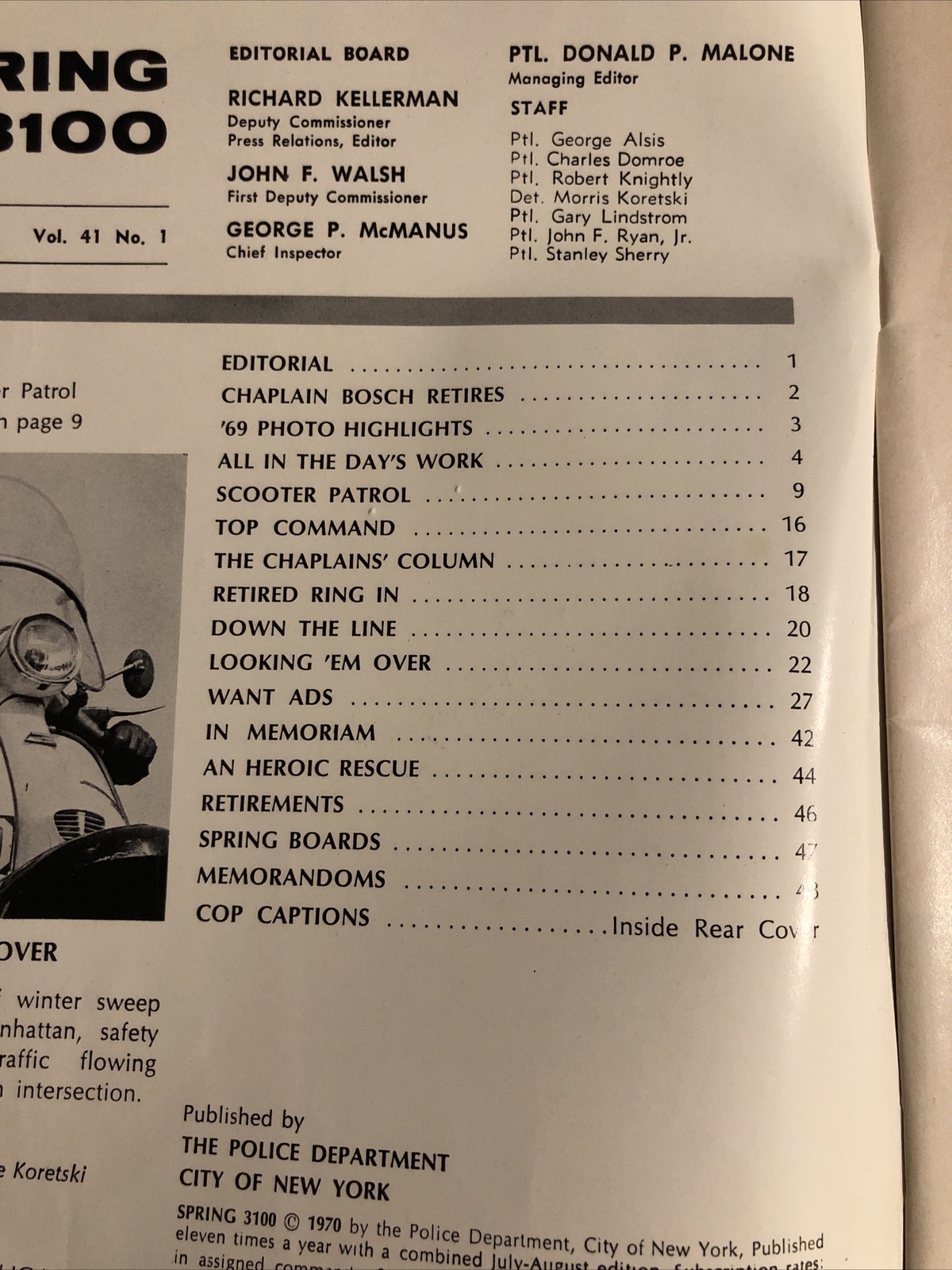 Spring 3100 January 1970 NYPD Magazine | eBay