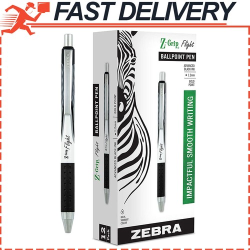 12-Pack Zebra Z-Grip Flight Retractable Ballpoint Pen, Bold Point, 1 ...
