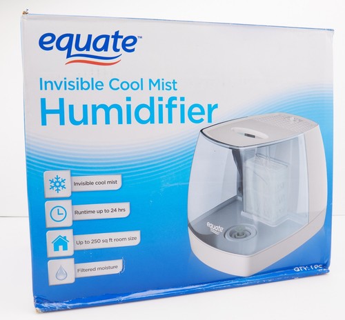 Equate 1.1 Gallon 250 Sq ft Invisible Cool Mist Humidifier White & Blue ...