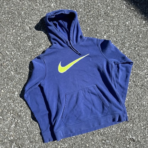 Nike Center Swoosh Logo Hoodie Men’s M Blue Neon Green Sweatshirt ...