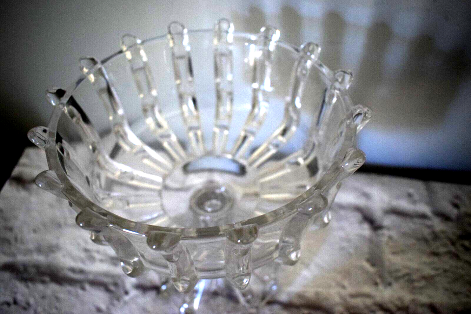 EAPG Large Broken Column Rattan Covered Compote 13" Tall Antique Glass ...