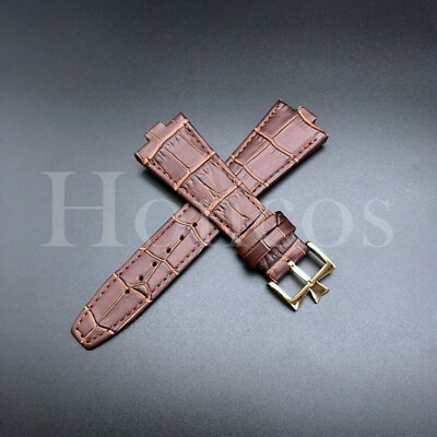26X18MM Brown Genuine Leather Watch Strap Band Fits For VC Overseas ...