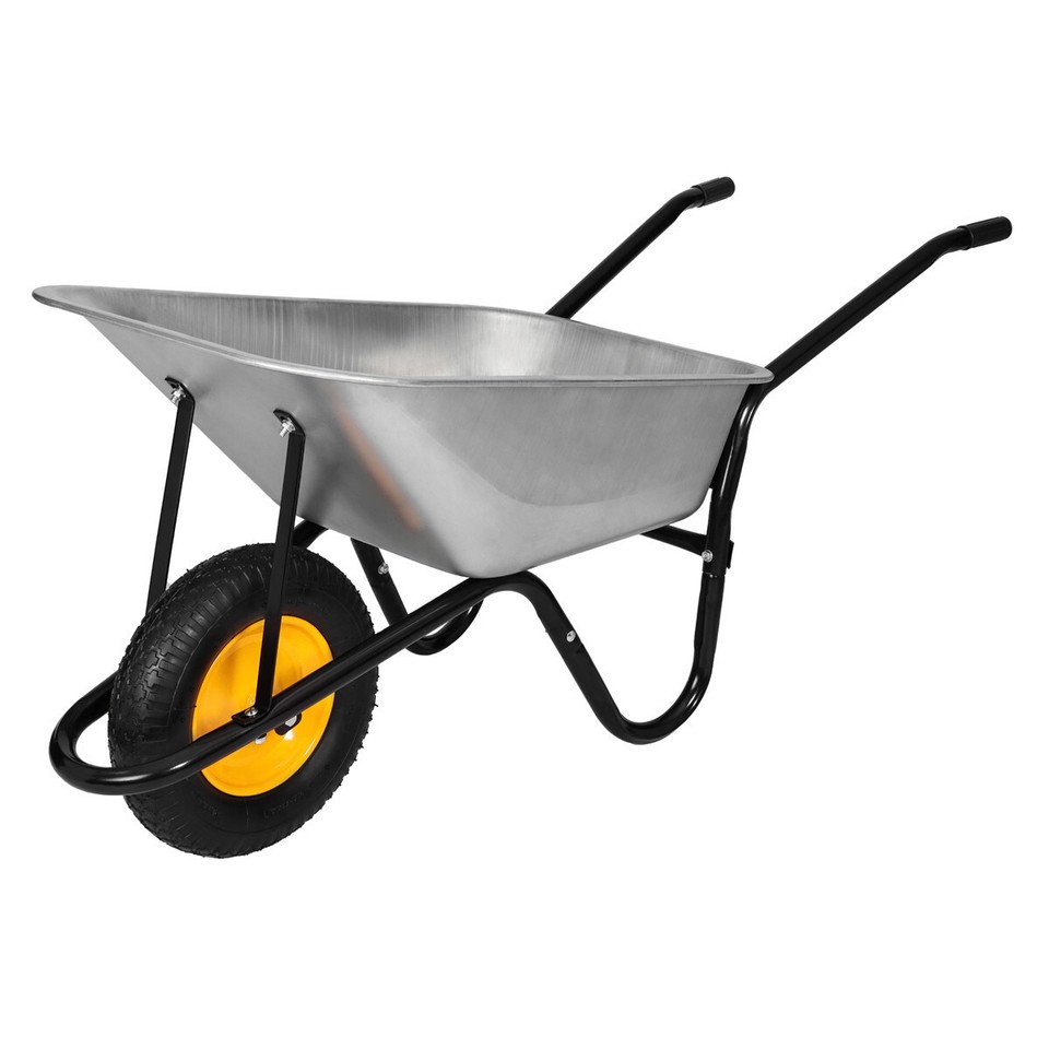 Wheelbarrow 100L Heavy Duty Galvanised Tray 16" Pneumatic Tyre TOUGH ...