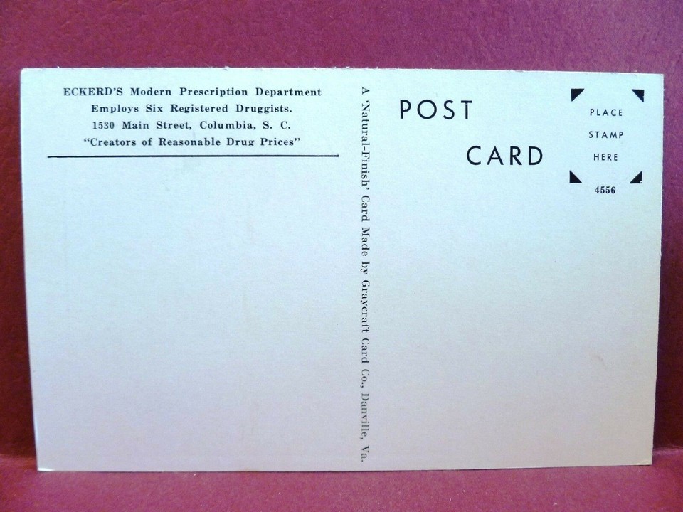 Postcard SC Columbia Interior Eckerd's Drug Store Modern Prescription ...