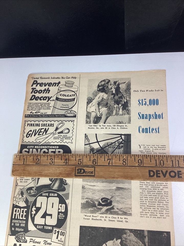 Atlanta GA Print Ad 1952 AJC Singer Jones Decatur St Simons Bloodworth ...