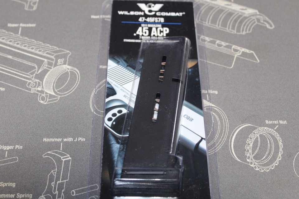 Wilson Combat 1911 Full Size Magazine 7rd .45 ACP Black Std. Pad #47 ...