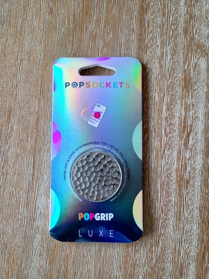 NEW PopSocket Luxe Silver Metallic 3M Grip Stand Phone Hammered Metal ...