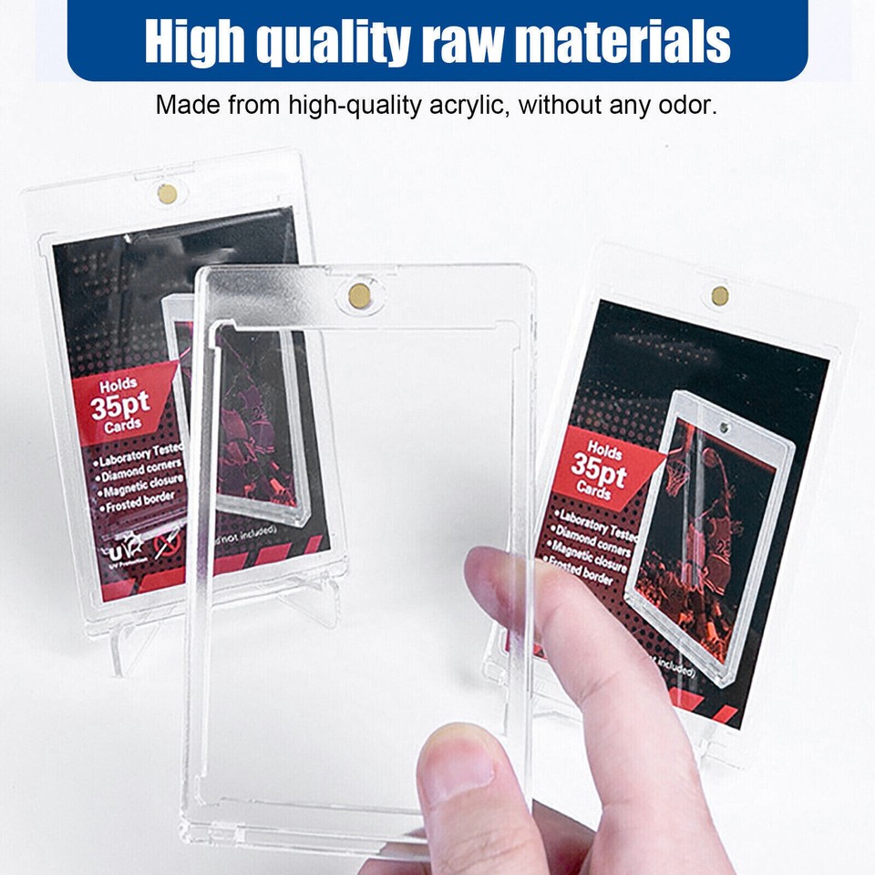 5-100 Pack Magnetic Trading Sports Card Holders 35pt One-Touch UV ...