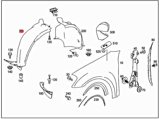 Mercedes Benz W164 GL450 GL550 NEW Genuine Left Front Fender Liner 164 ...