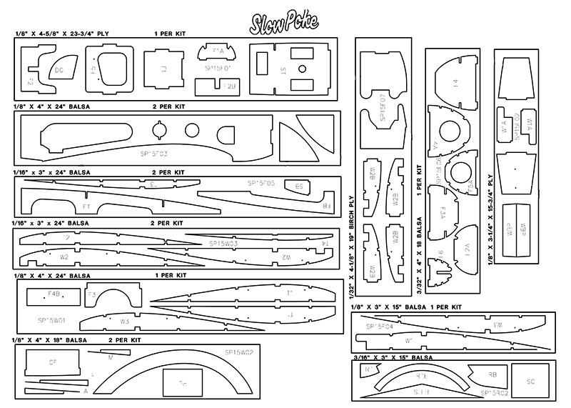 Model Airplane Plans (RC): SlowPoke 15 - 40" for .10-.26 Engine (or ...