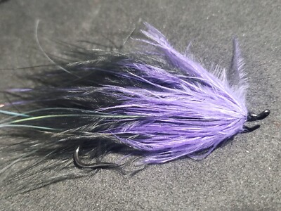 FLY FISHING FLIES SALMON MARABOU SPEY PINWHEEL BLACK PURPLE SIZE # 2/0 ...