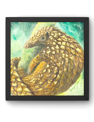 Guajardo Art: Fragile Pangolin 6X6 Original 24KT Gold & Copper Wood ...