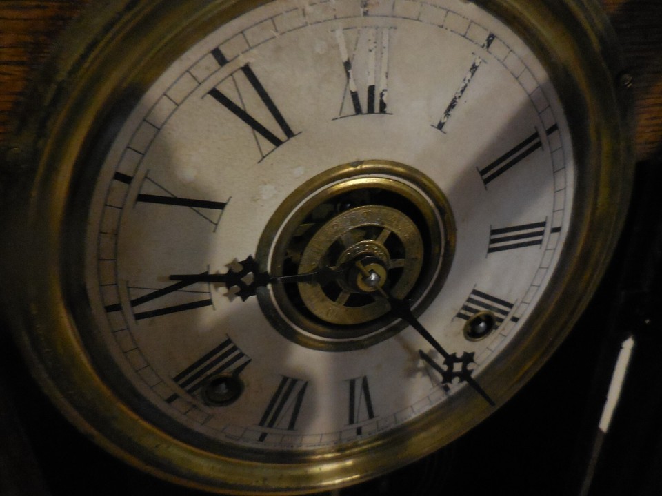 Antique WmL Gilbert 8-Day Gingerbread Kitchen Mantle Wind-Up Wooden ...