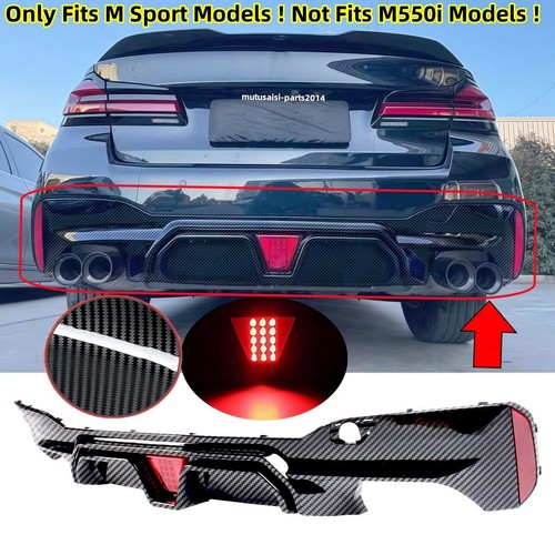 FOR 17-23 BMW 5 SERIES G30 G31 530I 540I M-SPORT REAR DIFFUSER W/LED ...