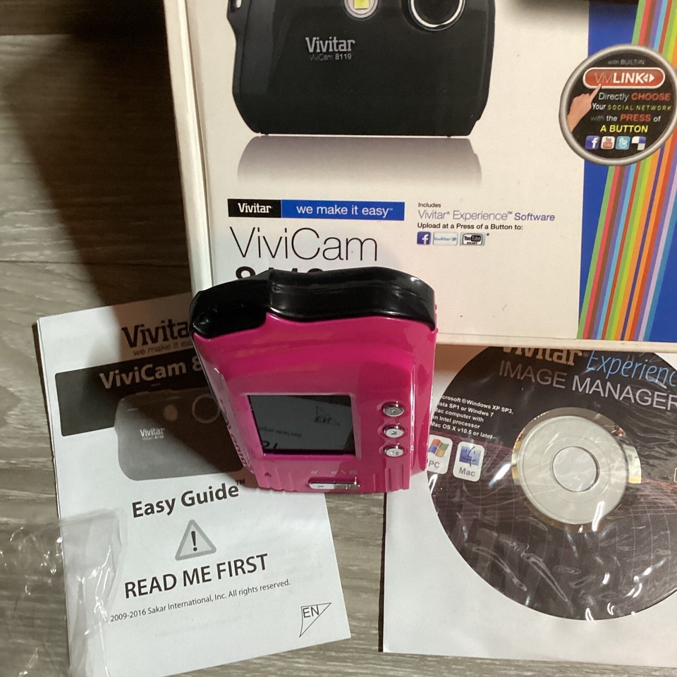 Vivitar ViviCam 8119 Digital Camera 8.1MP Pink or Blue See Video TESTED ...