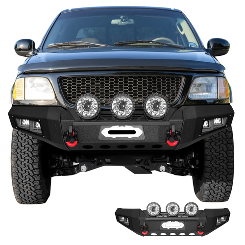 Steel Black Front Bumper For 1997-2004 Ford F150 with Winch plate & Round Lamp 763492266551| eBay