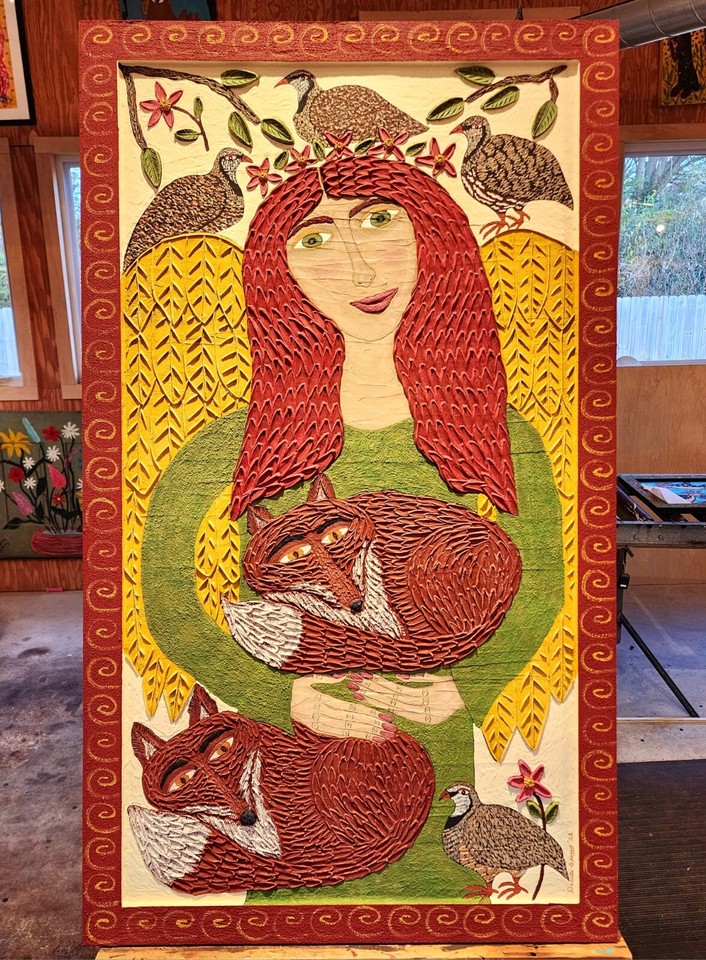 Danette Sperry Southern Primitive Folk Art ANGEL Painting "ANGEL Of The ...