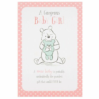 Disney Winnie The Pooh 'A Gorgeous Baby Girl' Card with Envelope - New ...
