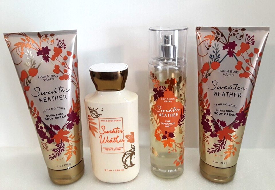 BBW Sweater Weather Lotion Fragrance Mist Ultra Shea Cream SET x4 READ DESCRIP | eBay