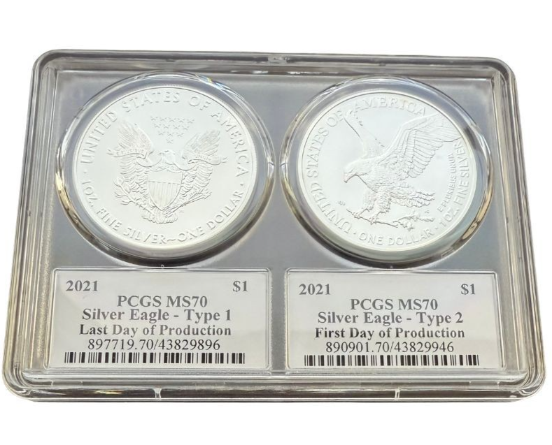 2021 $1 Type 1 & 2 ASE coin Set PCGS MS70 First and Last DOP Cleveland ...