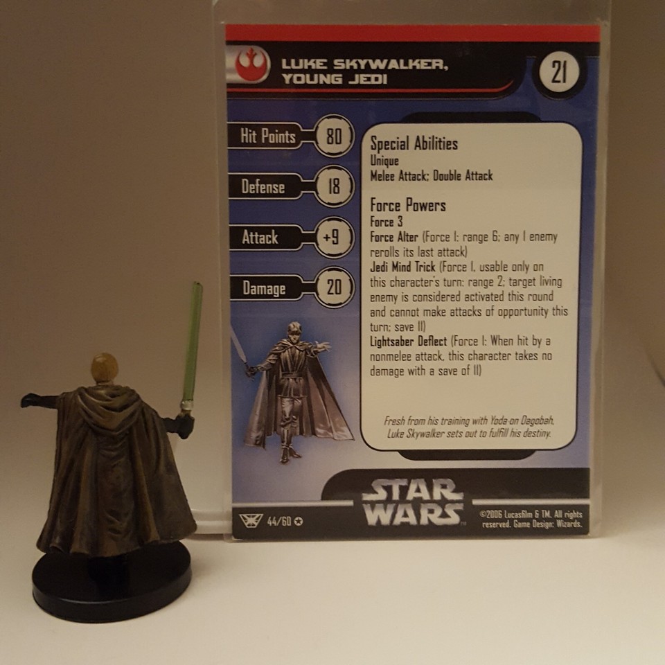 Luke Skywalker Young Jedi 44/60 VR SWM Star Wars Miniatures WotC RPG ...