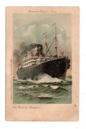 SHIP OF HAMBURG AMERICA LINE AT SEA, ARTIST IMAGE ~ c 1903 | eBay