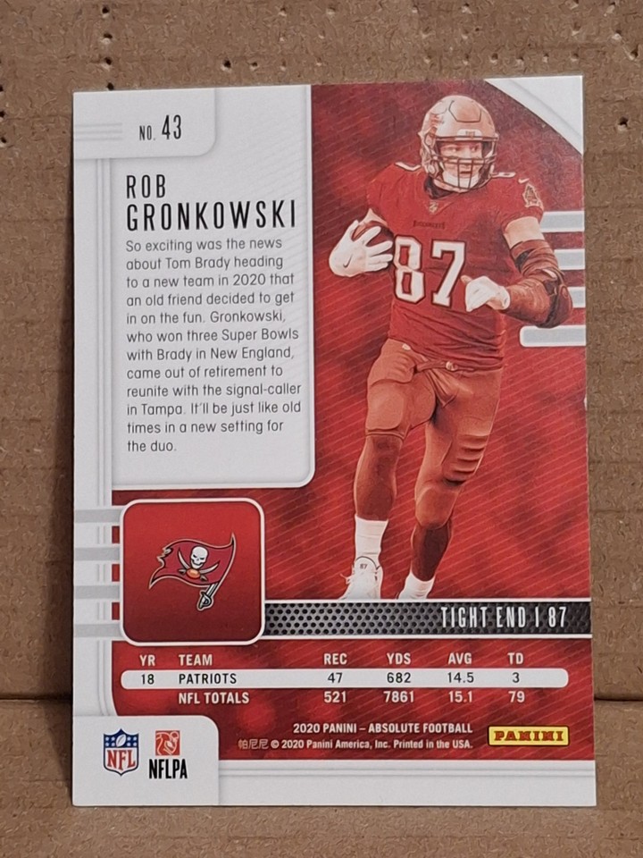 2020 ROB GRONKOWSKI GRONK PANINI ABSOLUTE GREEN FOIL NFL CARD #43 ...