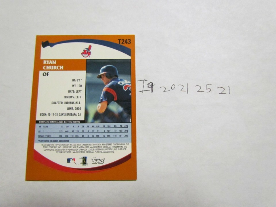 2002 Topps Ryan Church Signed Baseball Card | eBay